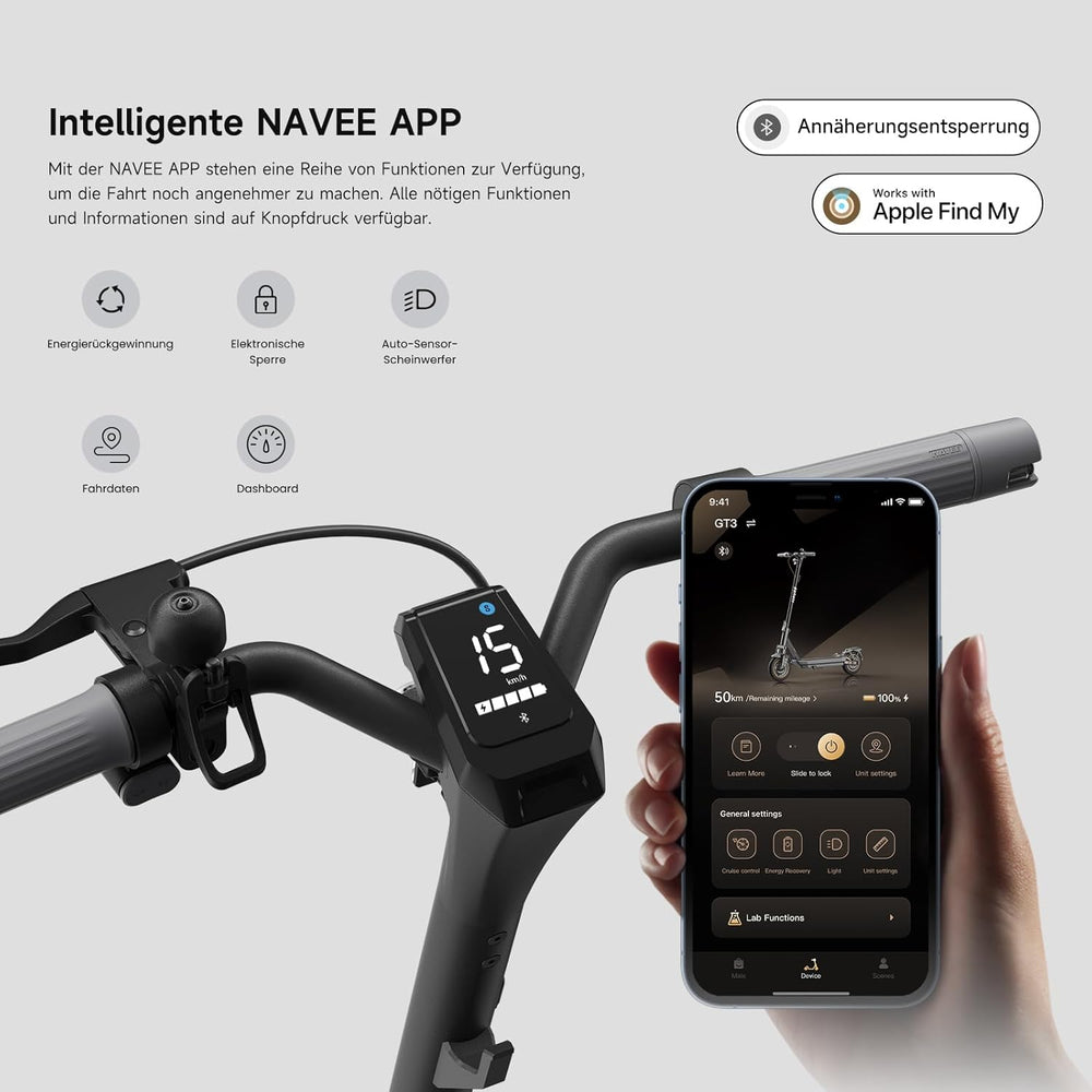 NAVEE GT3 E-Scooter E-Scooter with road approval 50 km range | Quad su