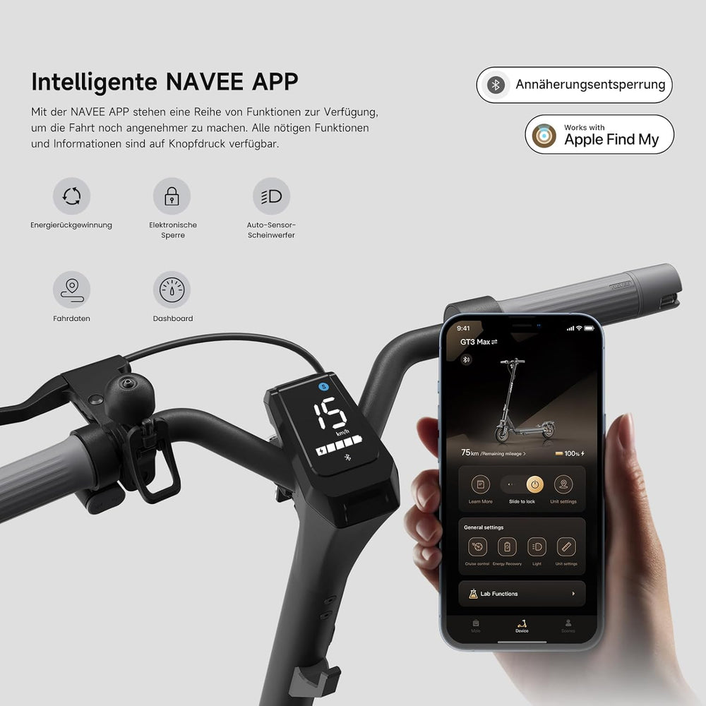 NAVEE GT3 Max E-Scooter ABE Zertifiziert 400W Motor | 75 km Reichweite